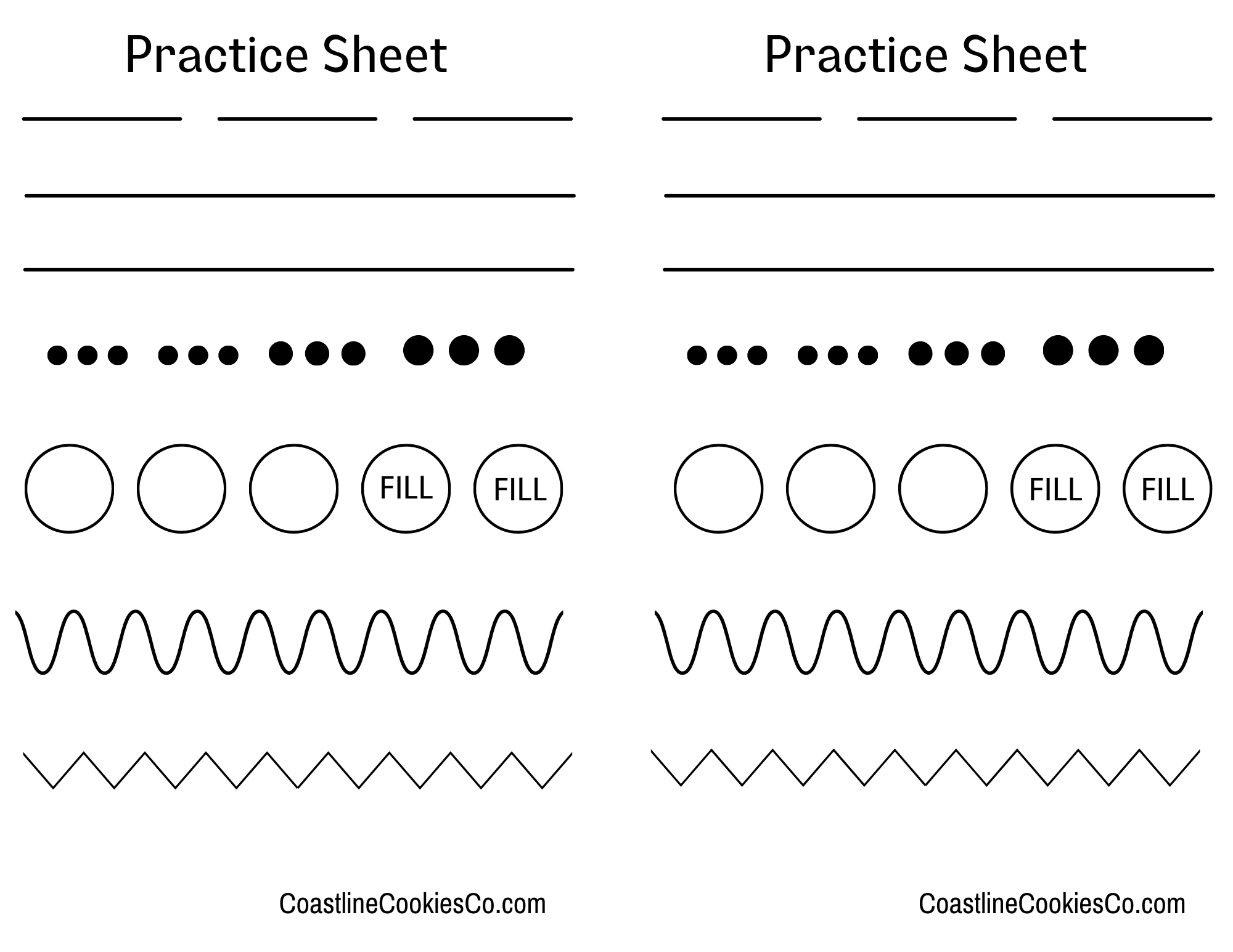Royal Icing Piping Practice Sheet – Coastline Cookies Co